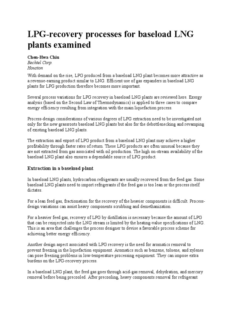 LPG-Recovery Processes For Baseload LNG Plants Examined | PDF ...