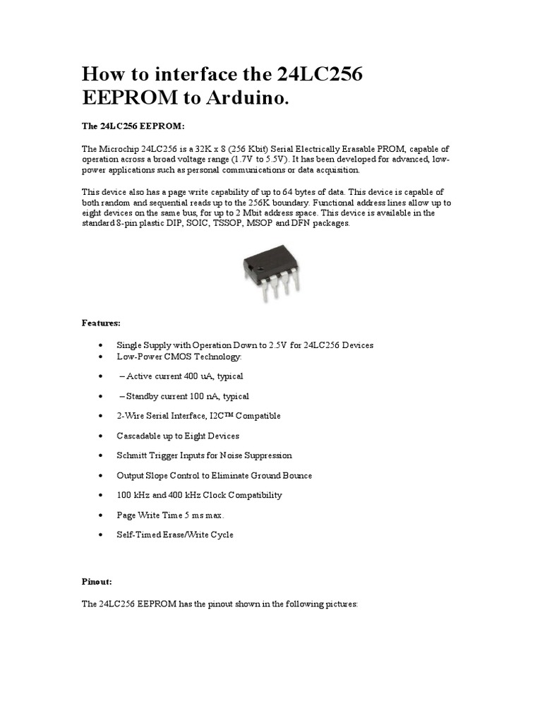 How To Interface The 24LC256 EEPROM To Arduino | PDF | Computer Architecture | Electronics
