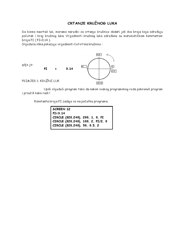 Crtanje Kružnog Luka | PDF
