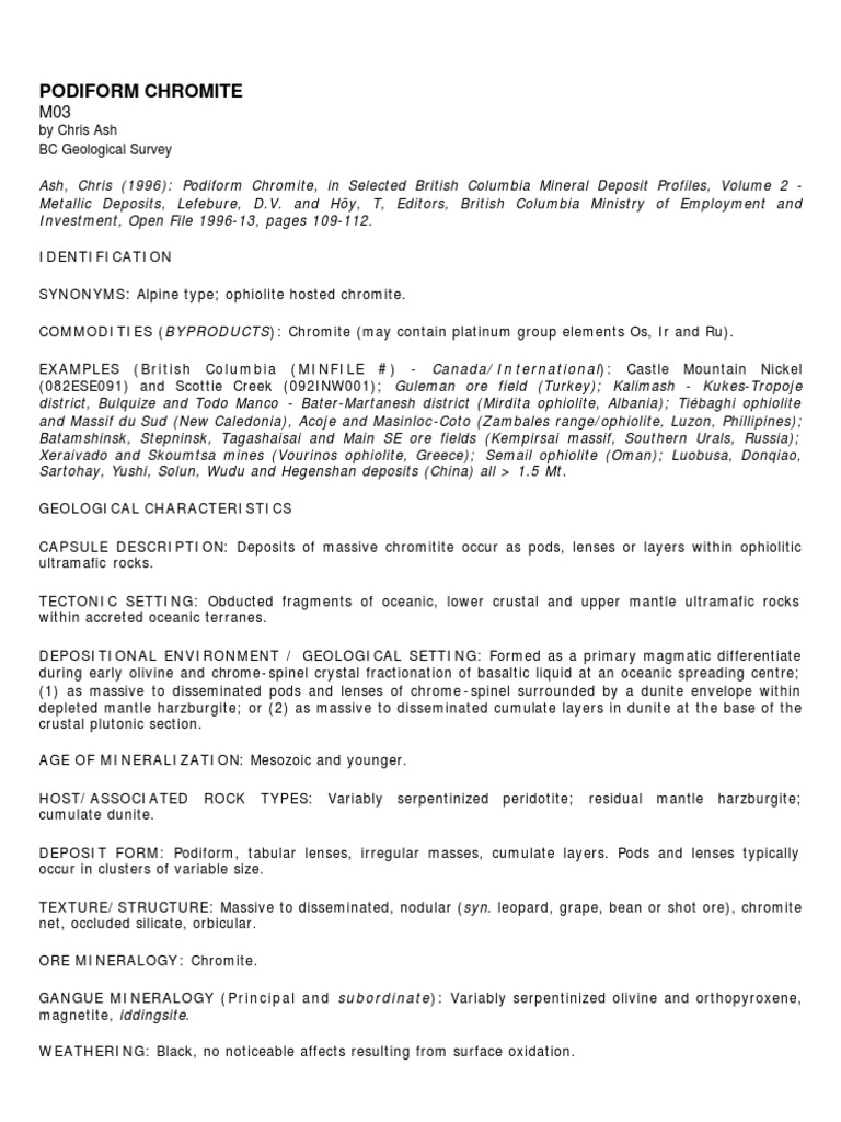 Podiform Chromite PDF | PDF | Mantle (Geology) | Rocks