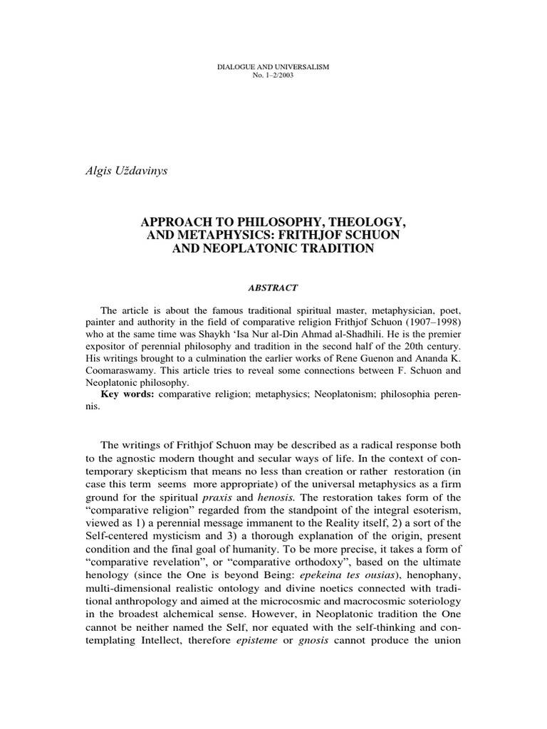 Algis Uzdavinys - An Approach To Philosophy, Theology, and Metaphysics ...
