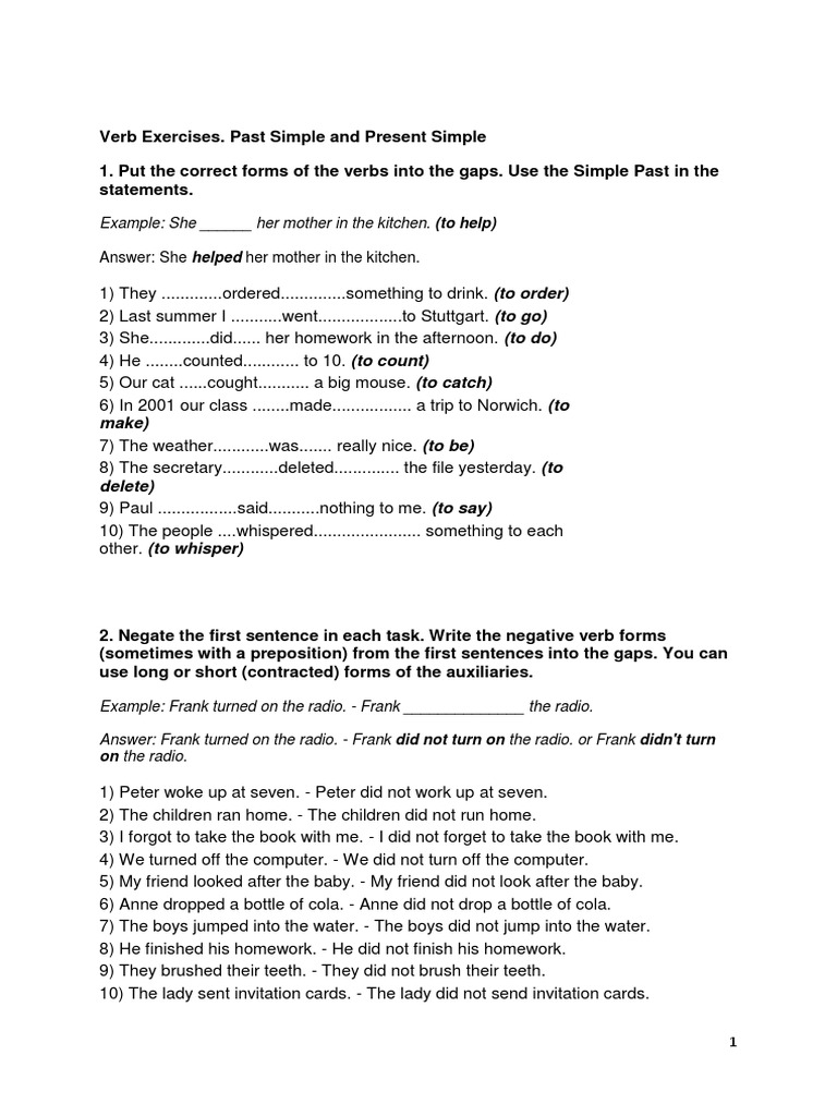 Verb Exercises | PDF | Verb | Languages