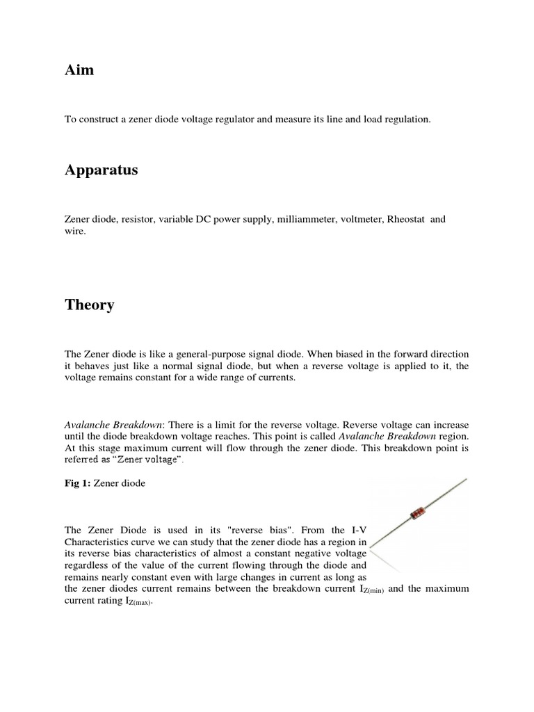 Zener Diode | PDF | Diode | Components