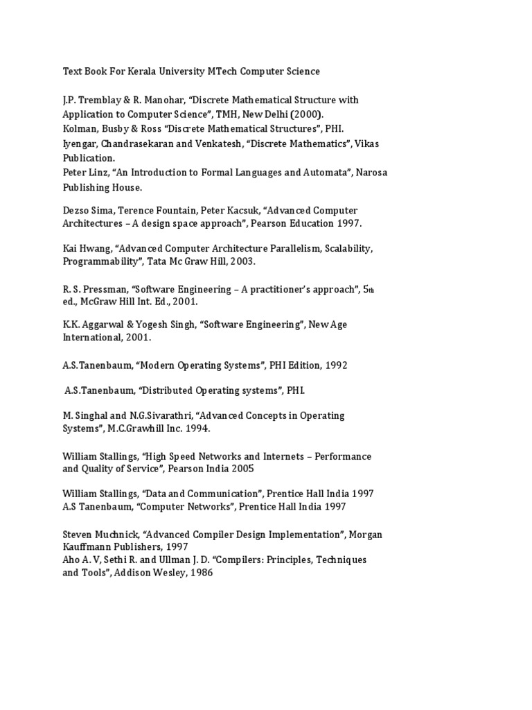 Text Books For M.Tech Computer Science - Kerala University | PDF | Art ...