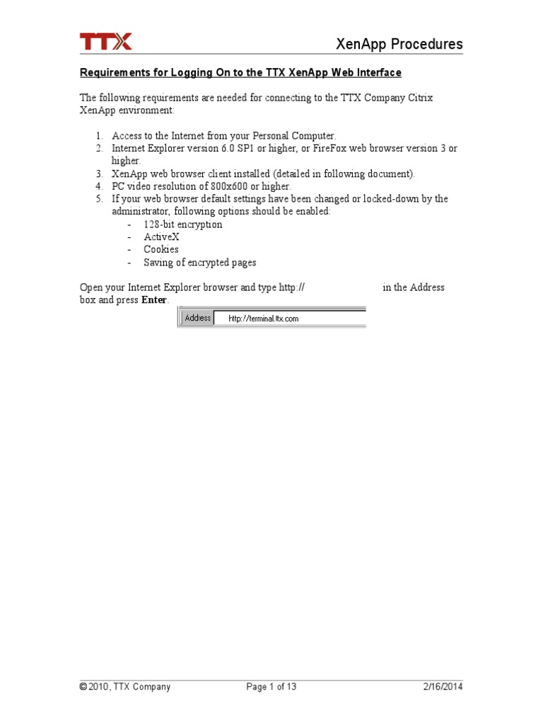 App F XenApp Web Interface User Instructions For Windows | PDF | Web ...