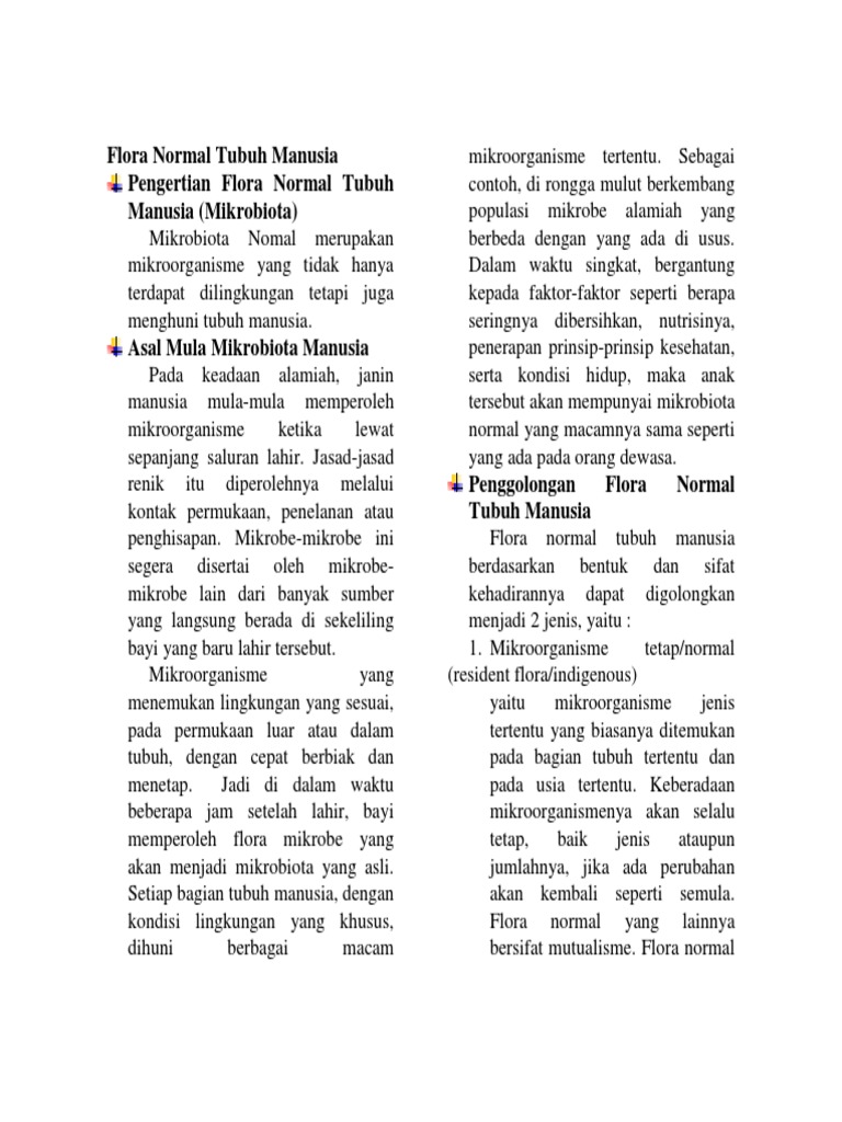 Flora Normal Tubuh Manusia (Prisca Wicita) | PDF