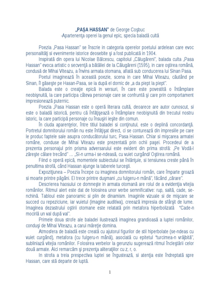 Pasa Hassan - Apartenenta Operei La Genul Epic | PDF
