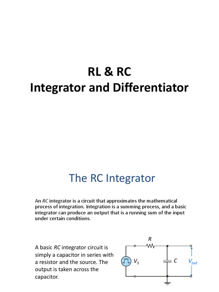 RL & RC Integrator and Differentiator Circuit Guide | PDF | Electronic ...