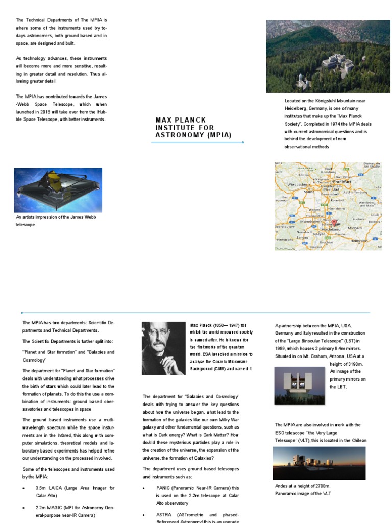 Max Planck Institute For Astronomy (Mpia) | PDF | Telescope | Astronomy