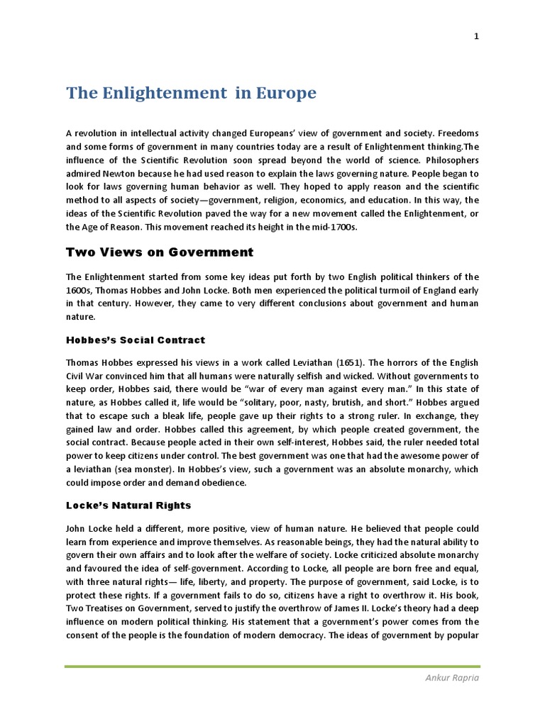 The Enlightenment in Europe | Download Free PDF | Age Of Enlightenment ...