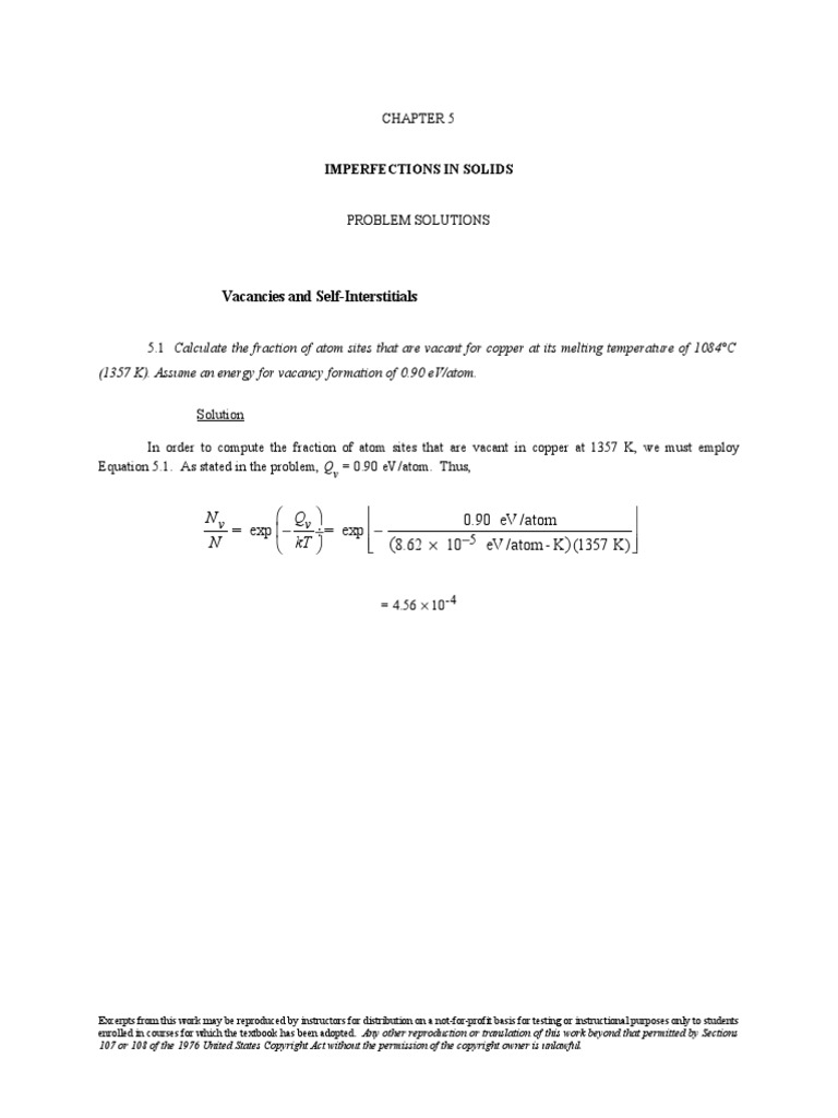Imperfections in Solids Problem Solutions | PDF | Sets Of Chemical ...