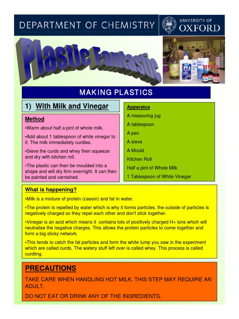 1) With Milk and Vinegar: Making Plastics | PDF | Milk | Chemistry