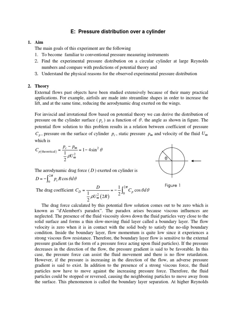 Pressure Distribution Over Cylinder | PDF | Drag (Physics) | Boundary Layer