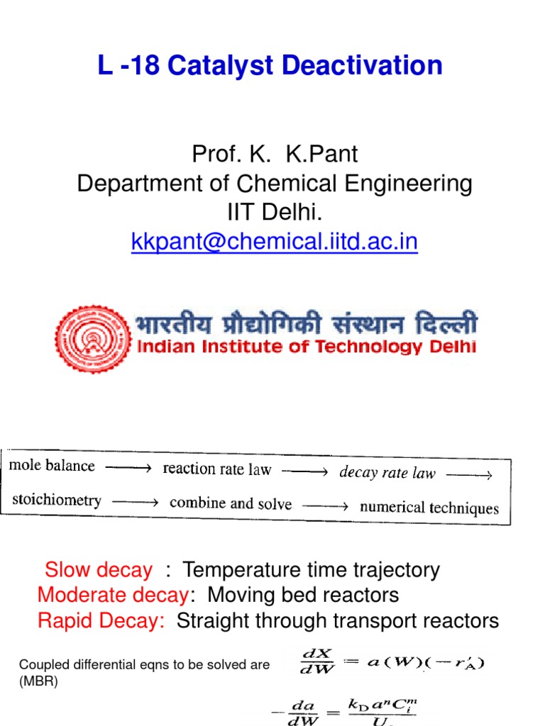 CRE L19 Catalyst Deactivation | PDF | Catalysis | Radioactive Decay