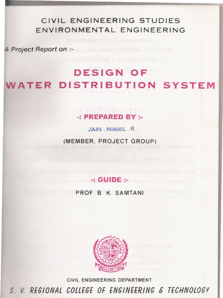 Water Distribution System Design Report | PDF | Valve | Pump