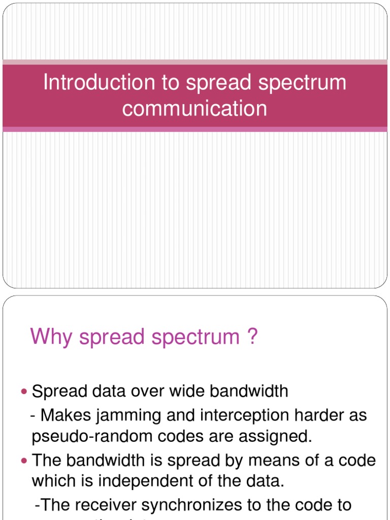 Introduction To Spread Spectrum Communication | PDF | Spectrum | Bandwidth (Signal Processing)