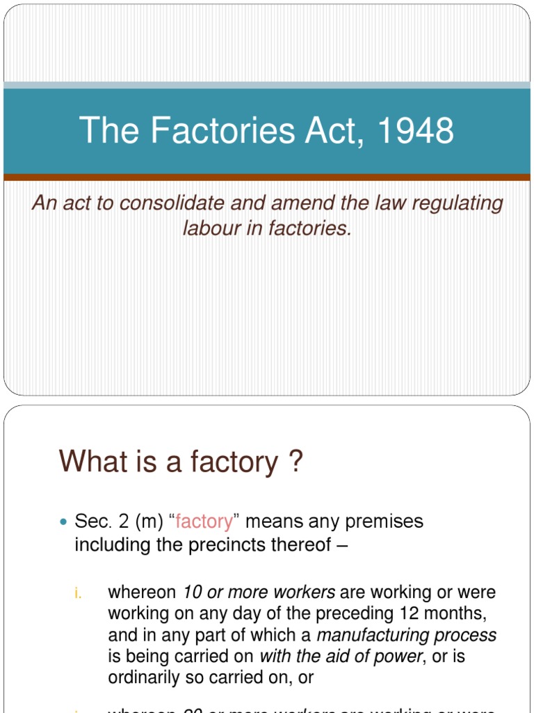 Manufacturing Process in Factories Act | PDF | Ventilation ...