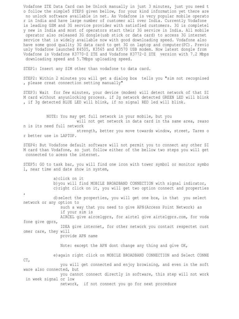 Dongle Unlock Code | PDF | Modem | Telecommunications