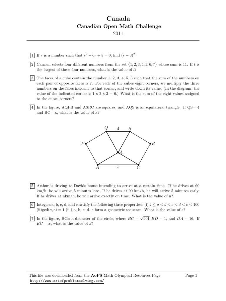 Canada-Canadian Open Math Challenge-2011 | Mathematical Analysis | Algebra