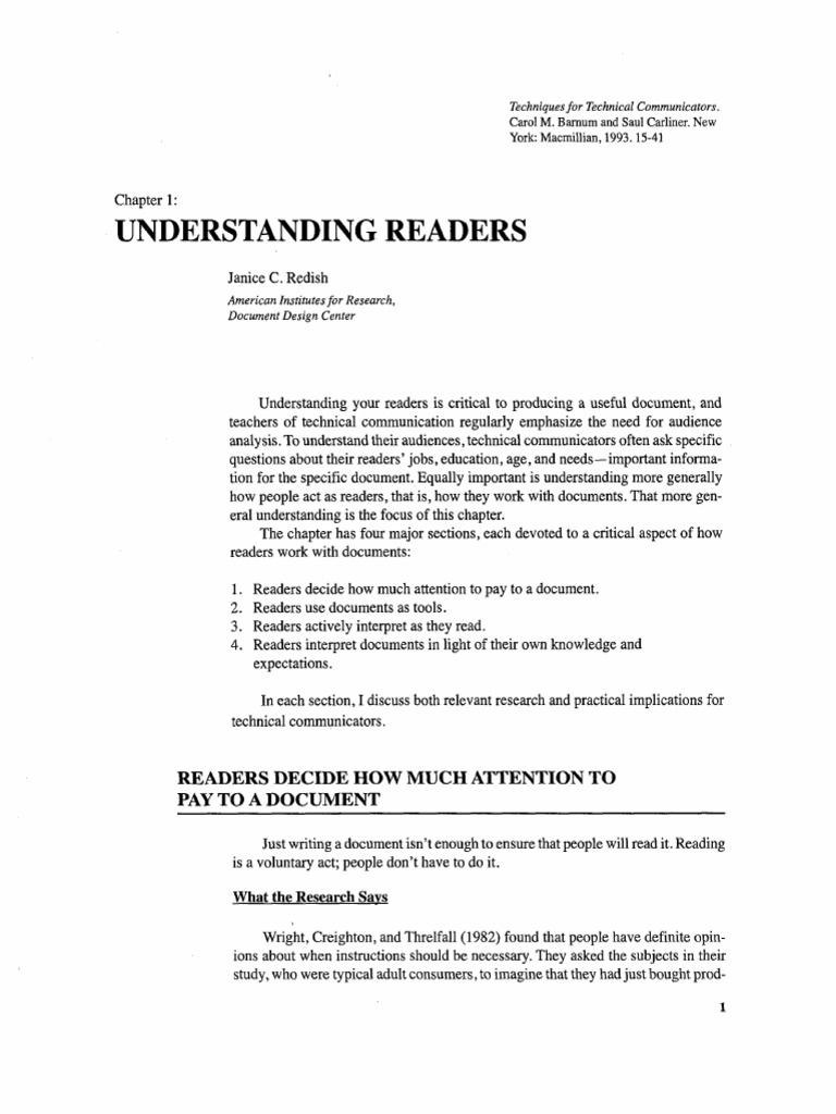 Understanding Readers: Readers Decide How Much Attention TO Pay To A ...