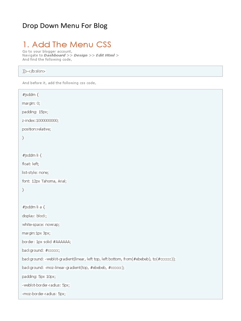 Blogger Drop-Down Menu Setup | PDF | Text | Written Communication