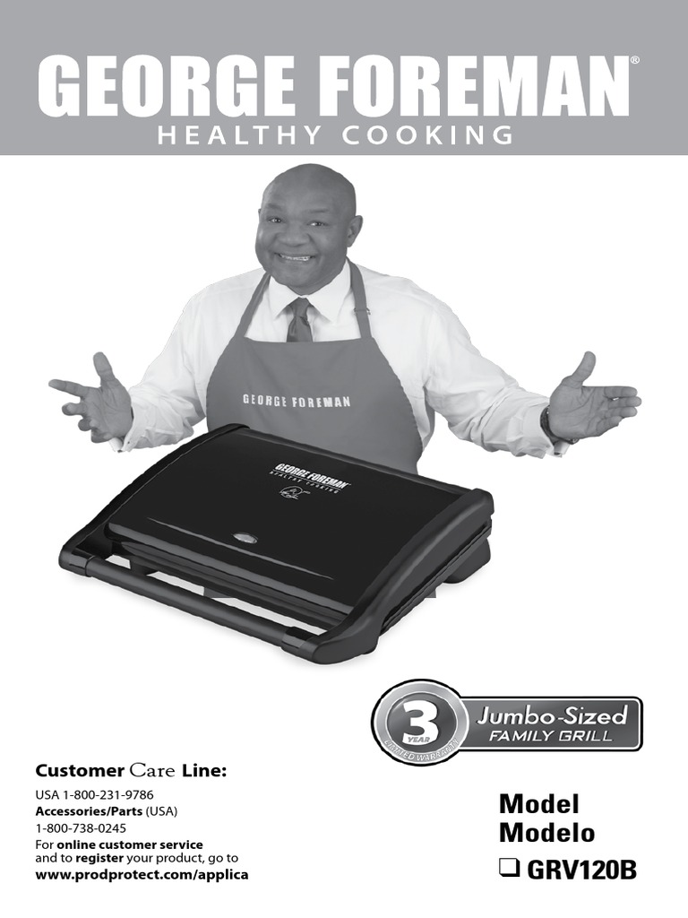 George Foreman GRV120R Use and Care Manual | Download Free PDF | Ac ...