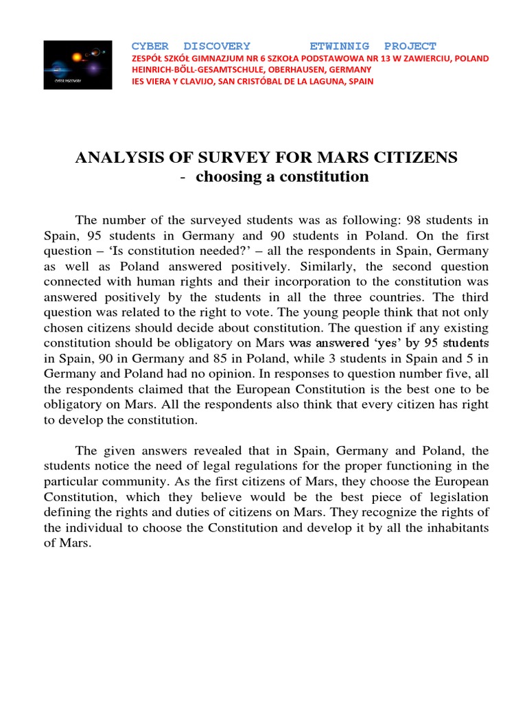 Analysis of Survey For Mars Citizens | Download Free PDF | Poland | Germany