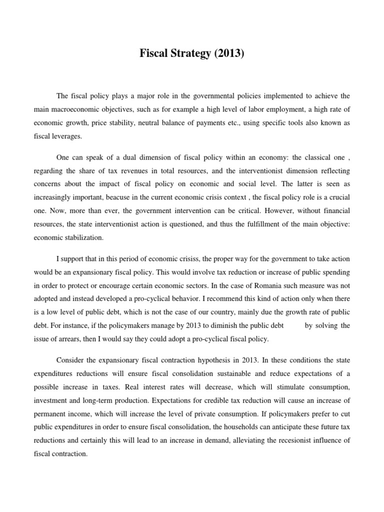 Fiscal Strategy | PDF | Fiscal Policy | Macroeconomics