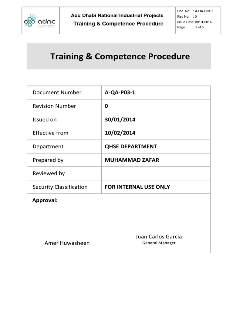 Training & Competence Procedure | Competence (Human Resources) | Evaluation