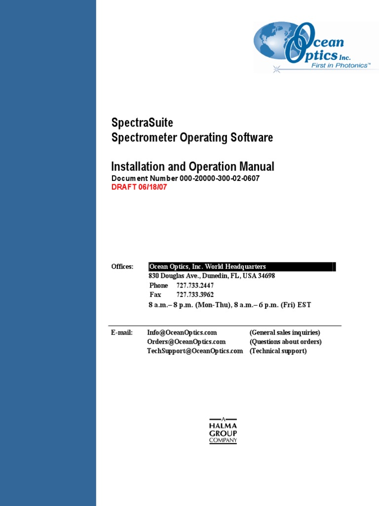 SpectraSuite: Spectrometer Operating Software Manual | PDF ...