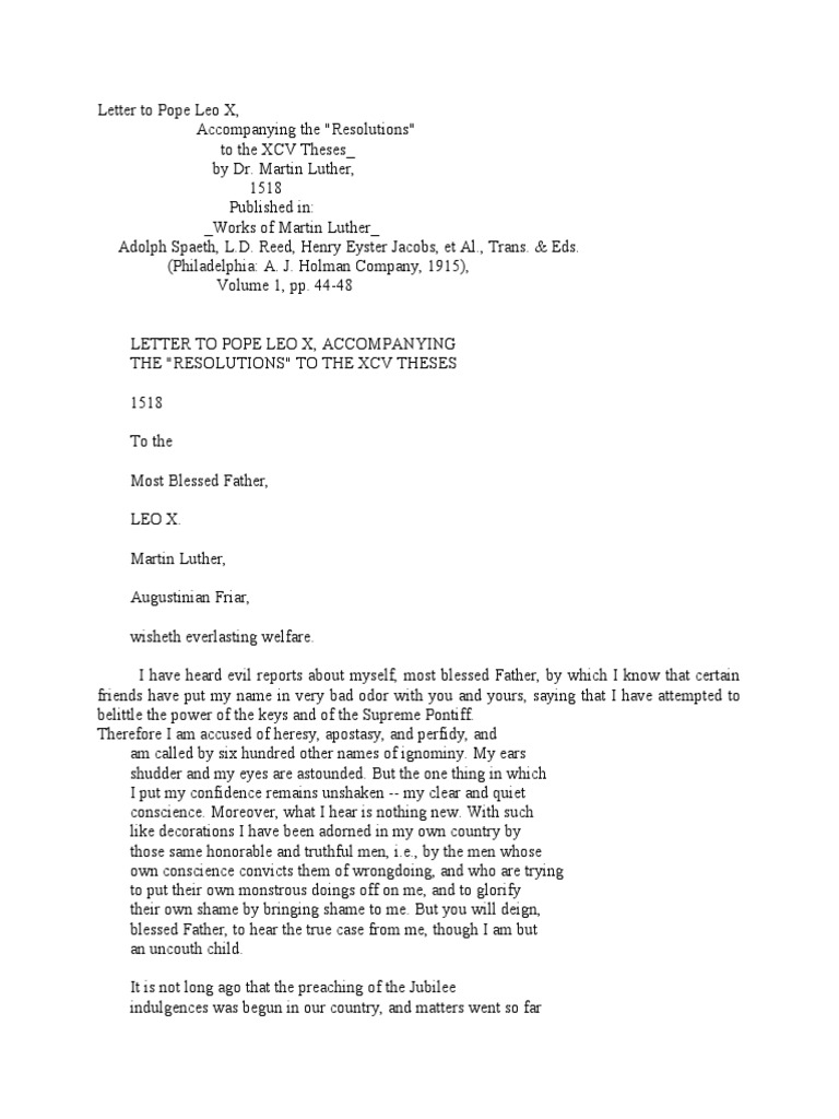 Letter To Pope Leo X | PDF | Religion And Belief