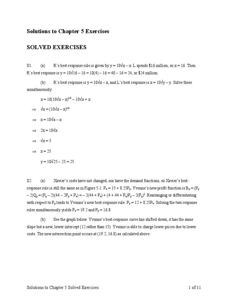 Solutions To Chapter 5 Solved Exercises 1 of 11 | PDF | Game Theory ...