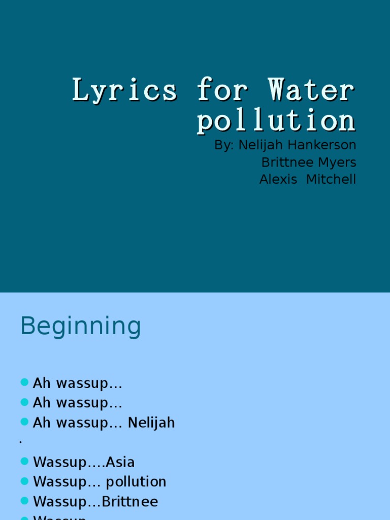 Lyrics For Water Pollution | PDF