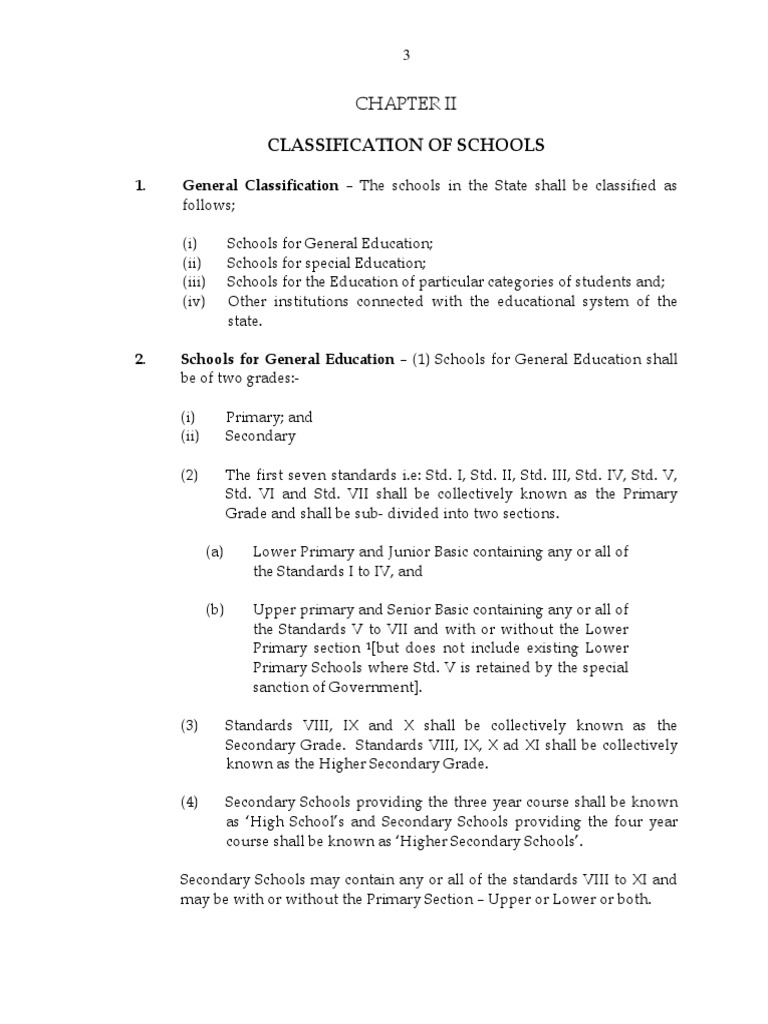 Classification of Schools: 1. General Classification - The Schools in ...