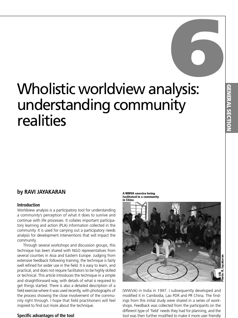 Wholistic Worldview Analysis: Understanding Community Realities | PDF | Resource | Community
