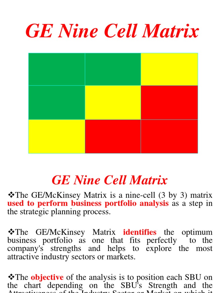 23 - GE Nine Cell Matrix | PDF | Profit (Accounting) | Strategic Management