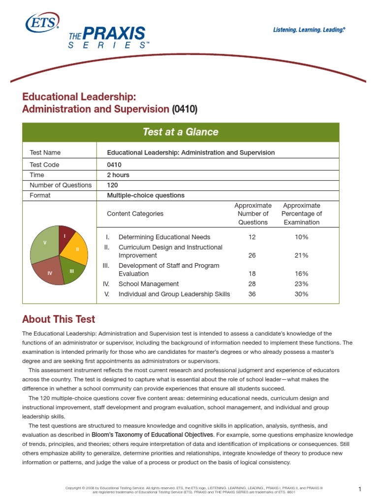 Educational Leadership: Administration and Supervision: Test at A ...