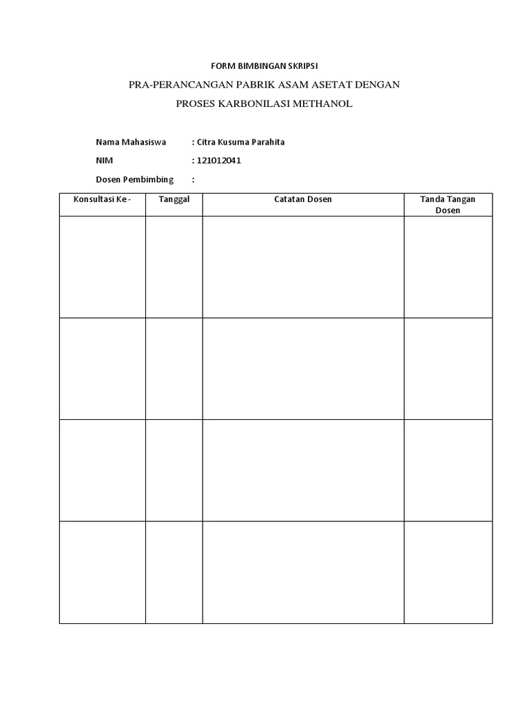 Form Bimbingan Skripsi | PDF