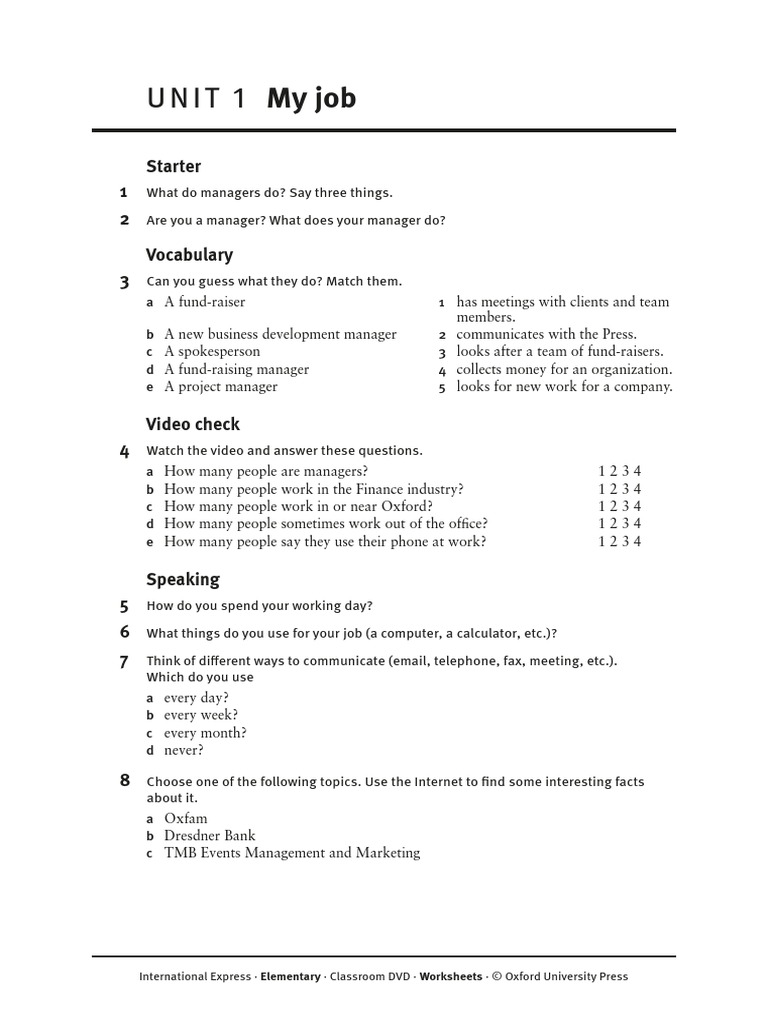 Unit 1 Work Sheet | PDF | Oxfam | Communication