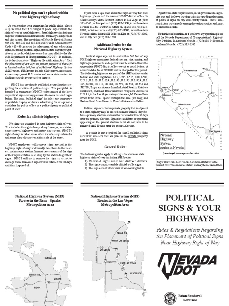 Nevada DOT Sign Brochure | PDF | Nevada | Traffic