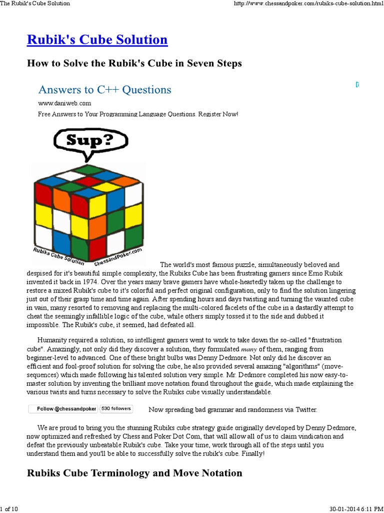 The Rubik's Cube Solution.pdf | Algorithms | Games Of Mental Skill