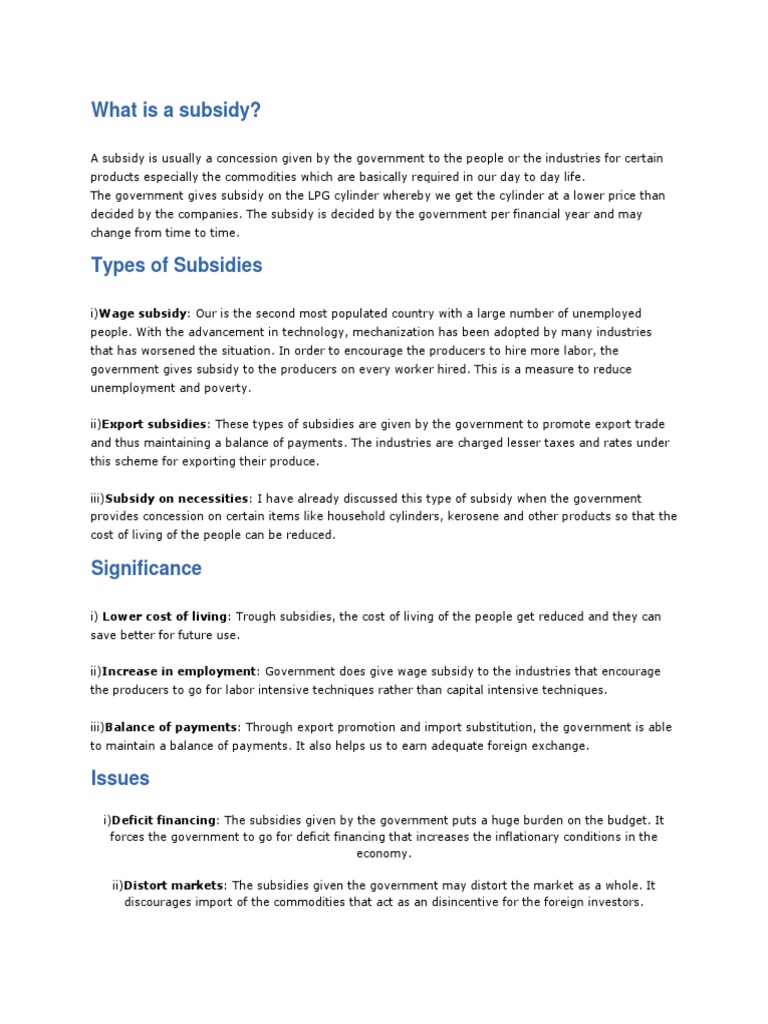Understanding Government Subsidies Explained | PDF