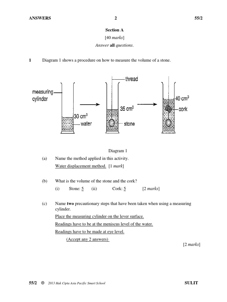 Example Form 1 Science Paper (With Answers) | Download Free PDF ...