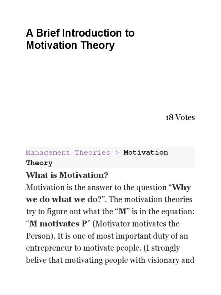 A Brief Introduction To Motivation | PDF | Motivation | Motivational