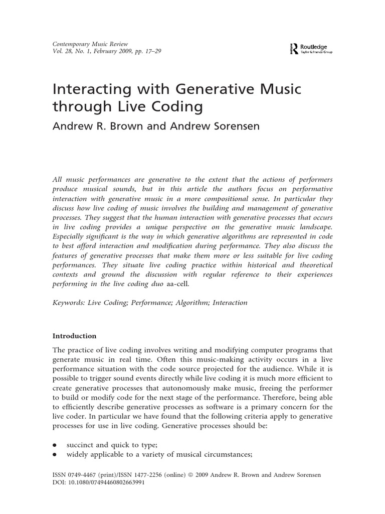Interacting With Generative Music | PDF | Computer Programming | Algorithms