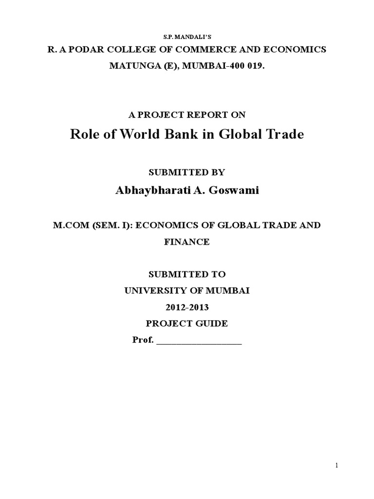 Role of World Bank in Global Trade | PDF | Economies | Business