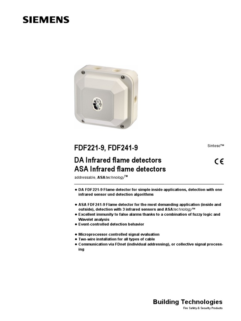 Flame Detectors FDF221 9, FDF241 9 | PDF | Infrared | Sensor