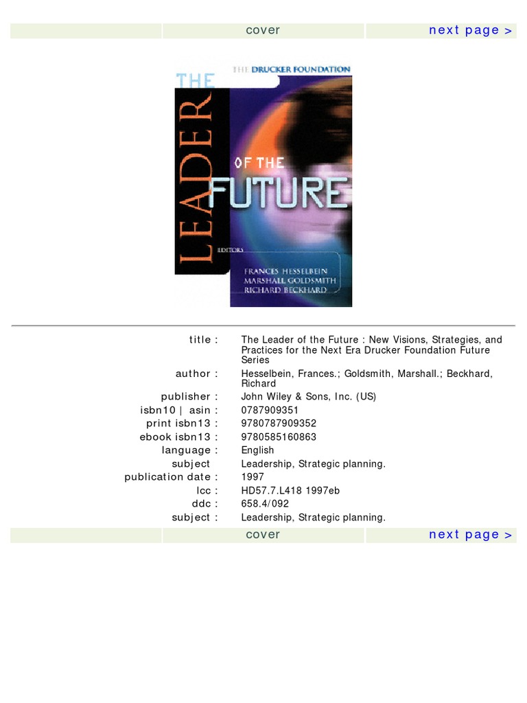 The Leader of The Future | PDF | John Wiley & Sons | Leadership