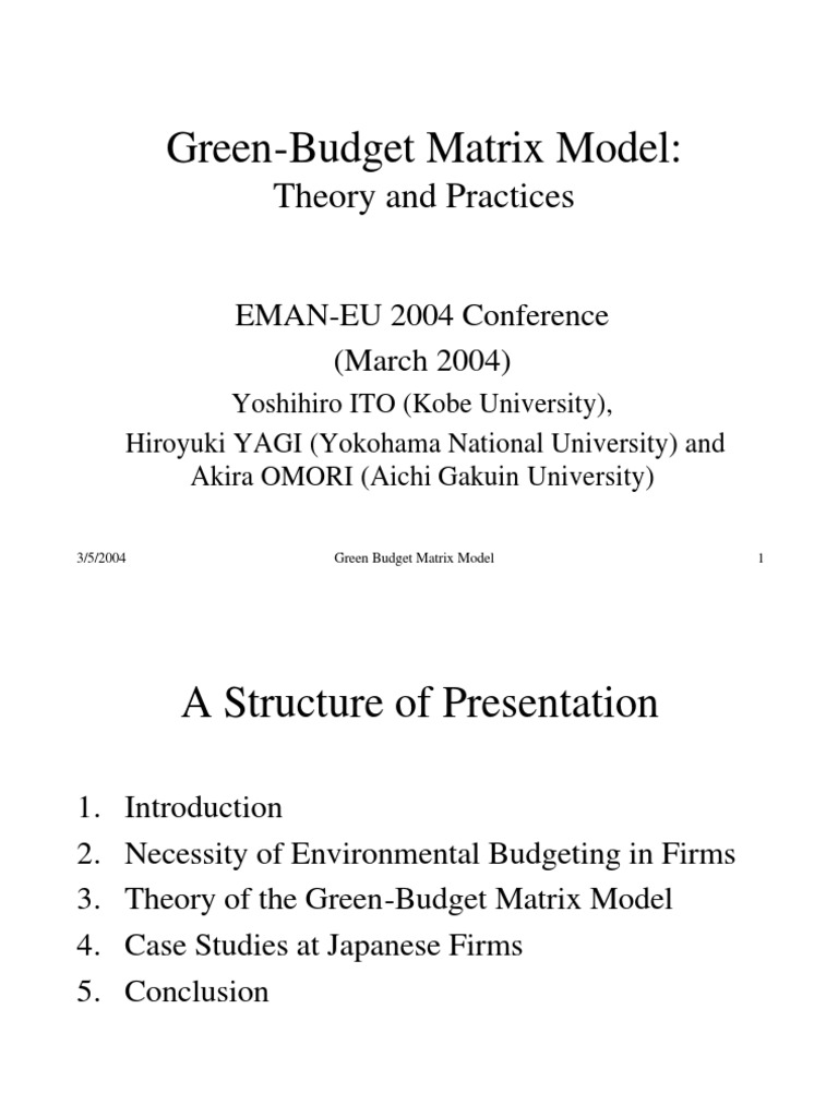Green-Budget Matrix Model PDF | PDF | Recycling | Cost