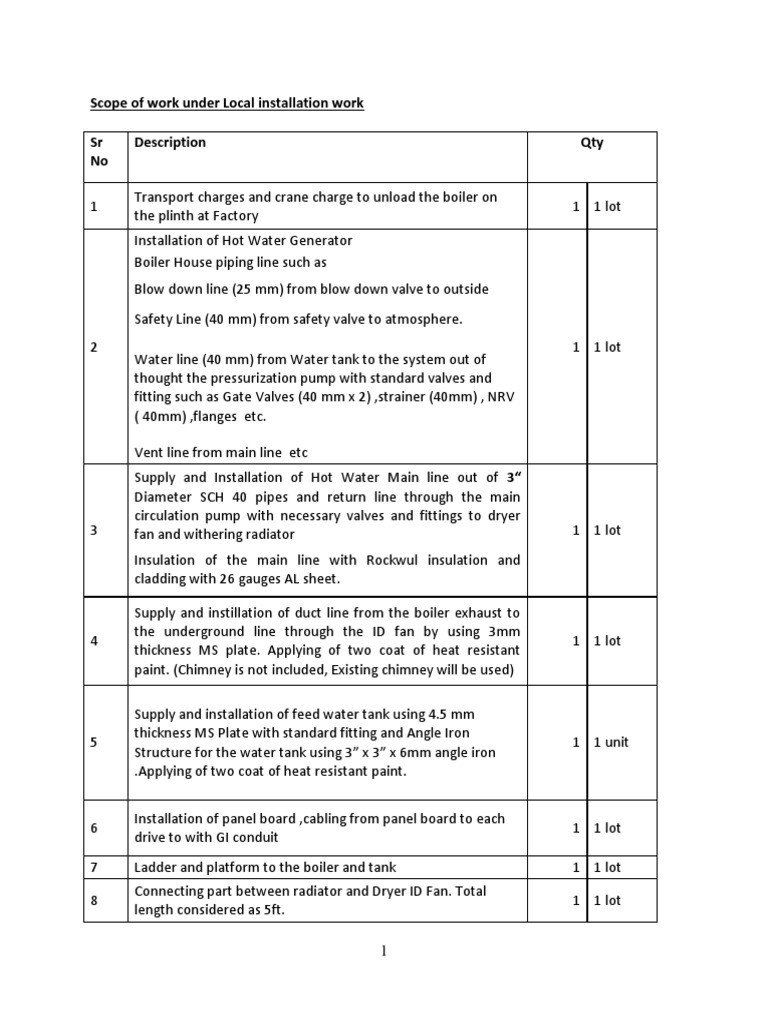 Scope of Work Under Local Installation Work | PDF | Pipe (Fluid ...